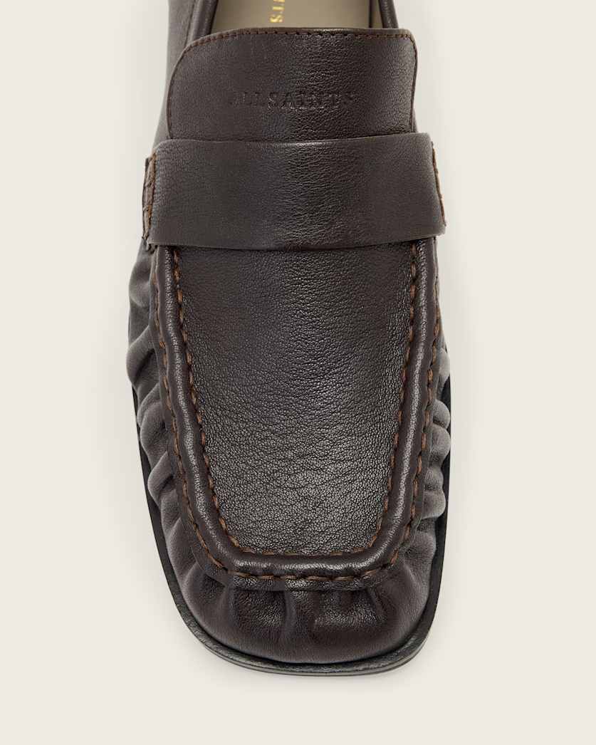 Julie Studded Leather Loafers Dark Brown | ALLSAINTS DE